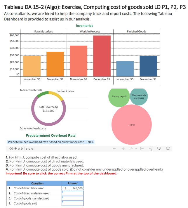 Solved Tableau DA 15-2 (Algo): Exercise, Computing cost of | Chegg.com