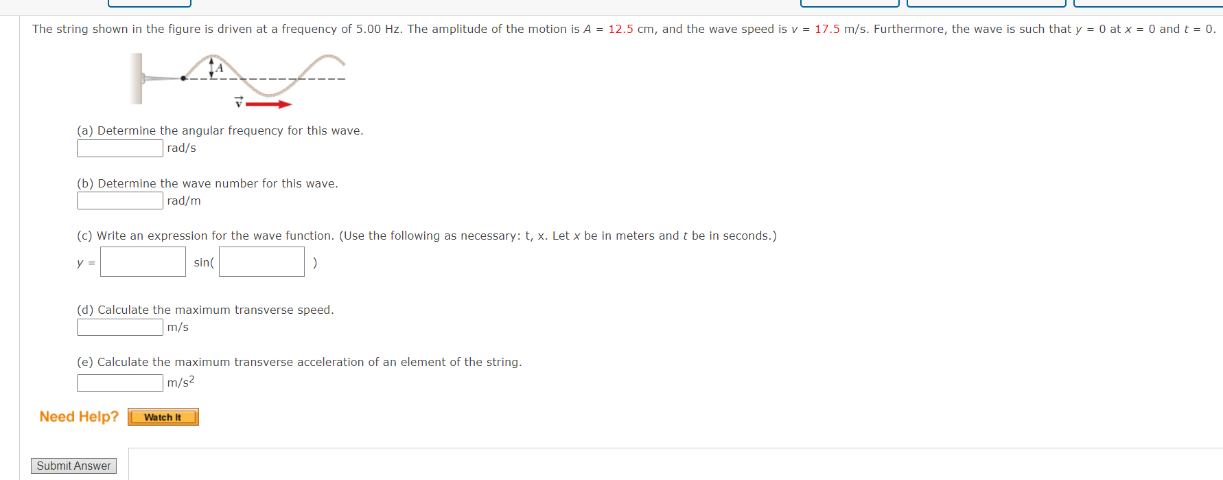 Solved (a) Determine the angular frequency for this wave. | | Chegg.com