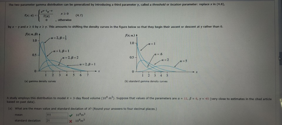Solved The two parameter gamma distribution can be | Chegg.com