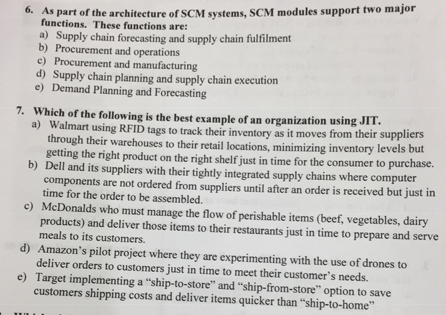 Solved As part of the architecture of SCM systems, SCM | Chegg.com