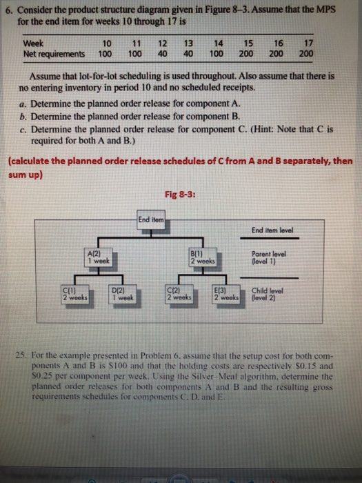 Solved 6. Consider the product structure diagram given in | Chegg.com