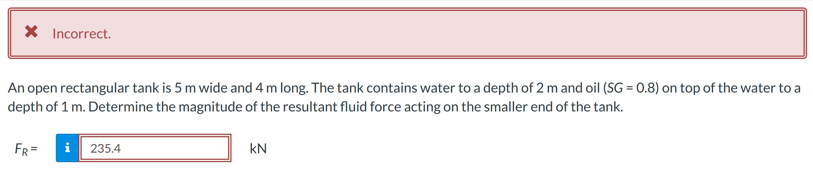 Solved An open rectangular tank is 5 m wide and 4 m long. | Chegg.com