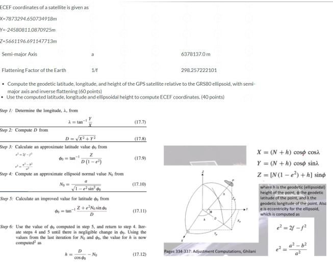 Solved ECEF coordinates of a satellite is given as | Chegg.com