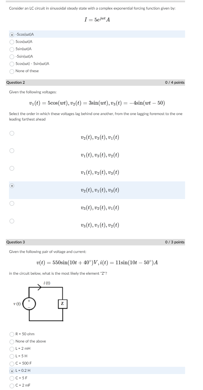 Solved Consider an LC circuit in sinusoidal steady state | Chegg.com