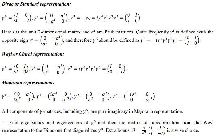 Solved Dirac or Standard representation: pº = 66 %), v' = | Chegg.com