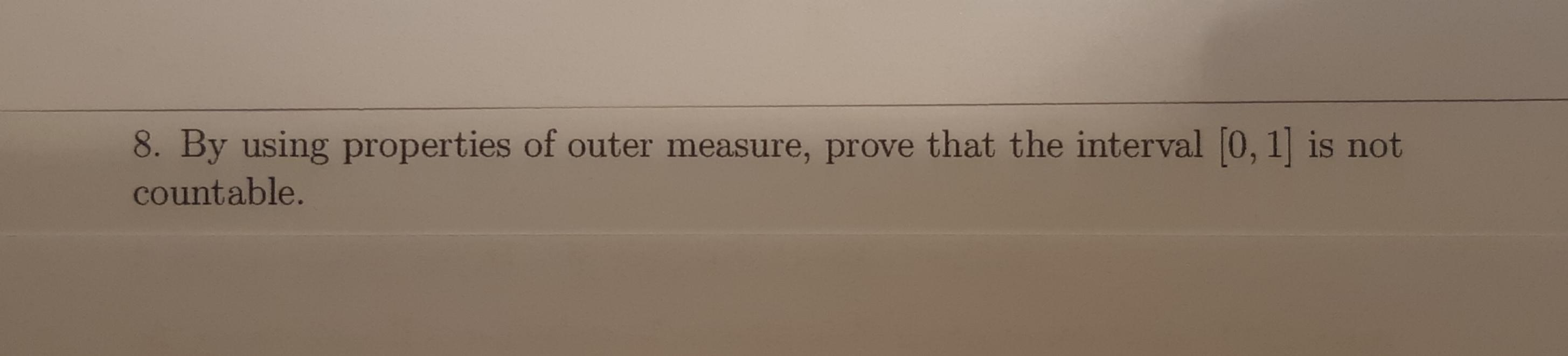 Solved 8. By using properties of outer measure, prove that | Chegg.com