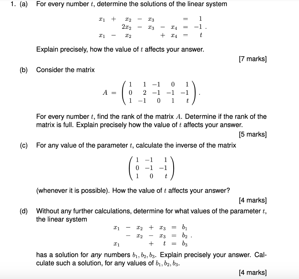 Solved x1+x2−x32x2−x3−x4x1−x2==+x41−1=t. Explain precisely, | Chegg.com