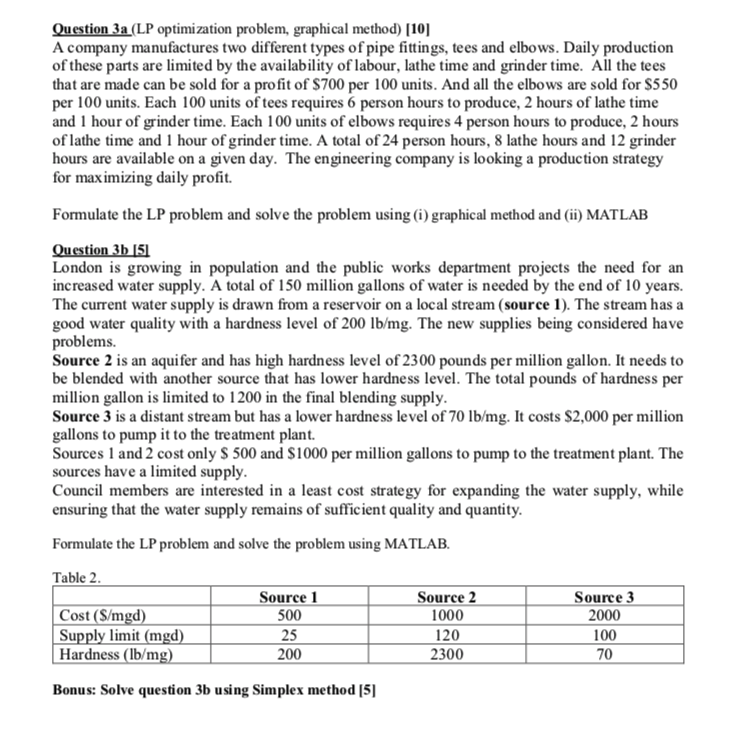 Question 3a (LP optimization problem, graphical | Chegg.com