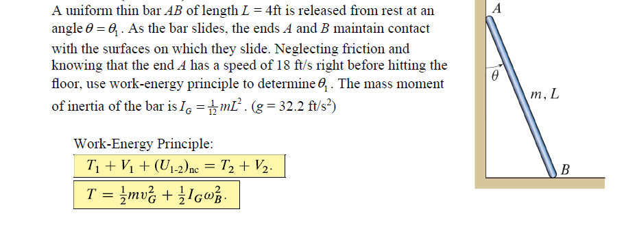 Solved A A uniform thin bar AB of length L = 4ft is released | Chegg.com Solved A A uniform thin bar AB of length L = 4ft is released | Chegg.com