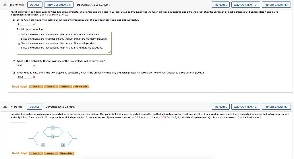 Solved 22. [3/4 Points) DETAILS PREVIOUS ANSWERS DEVORESTAT9 | Chegg.com