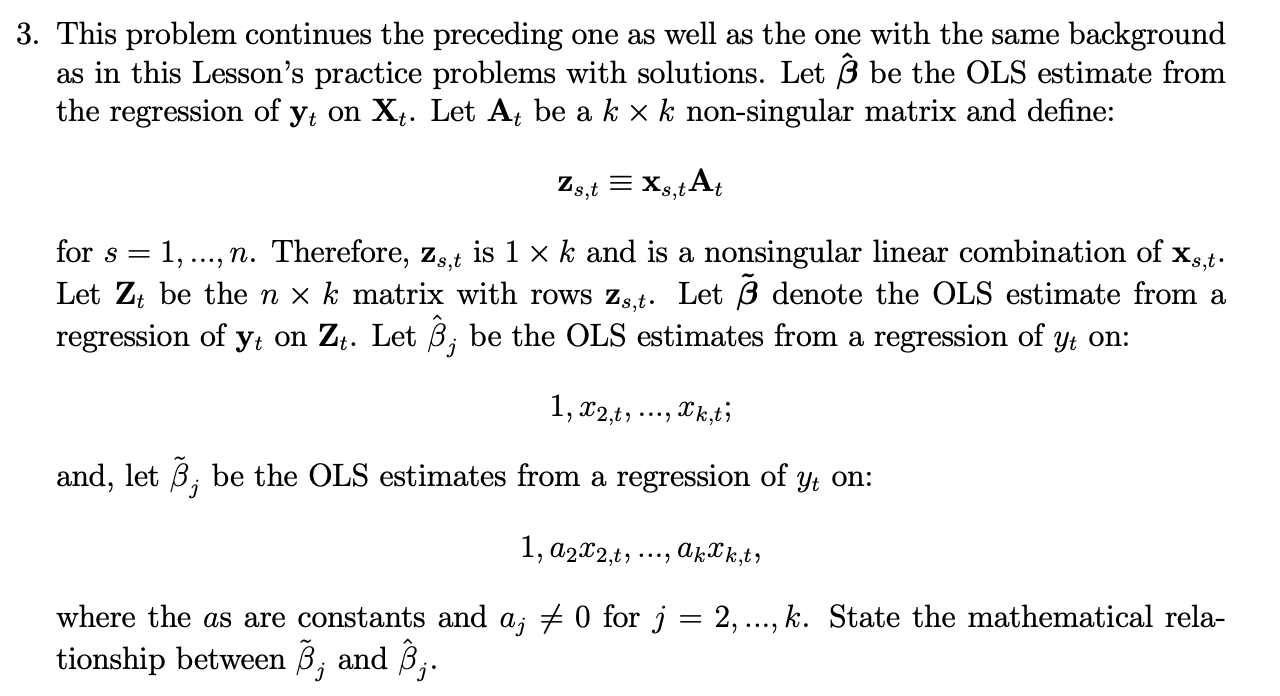 8. Let @ be the OLS estimate from the regression of | Chegg.com