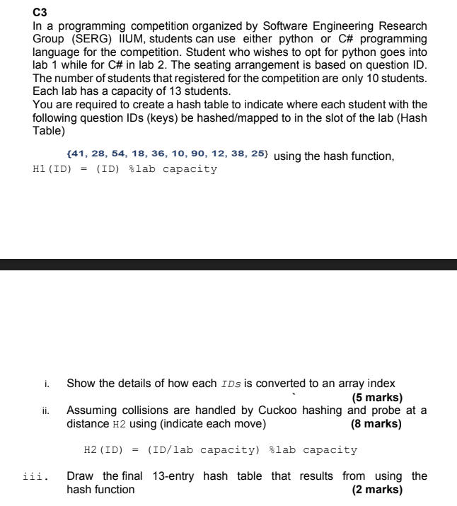 C3 In a programming competition organized by Software | Chegg.com