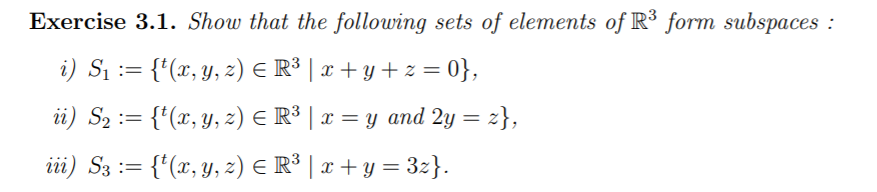 Solved Exercise 3.1. Show that the following sets of | Chegg.com