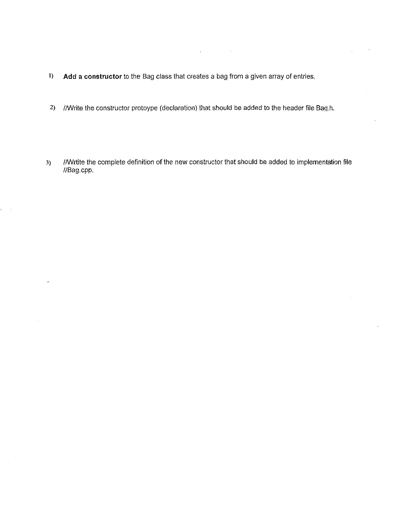 ADT bag: Array-based implementation. @file Bag.h | Chegg.com