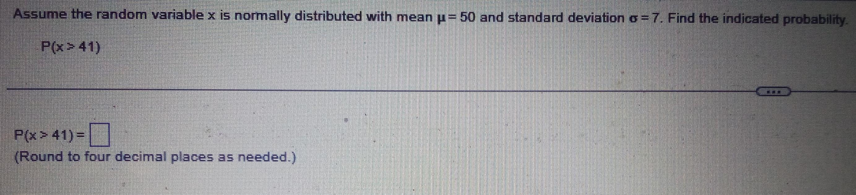 Solved Assume the random variable x is normally distributed | Chegg.com