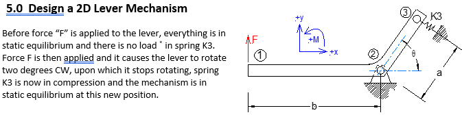 5.0 Design a 2D Lever Mechanism 3A Before force "F" | Chegg.com