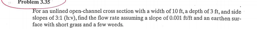 Solved Problem 3.35 For an unlined open-channel cross | Chegg.com