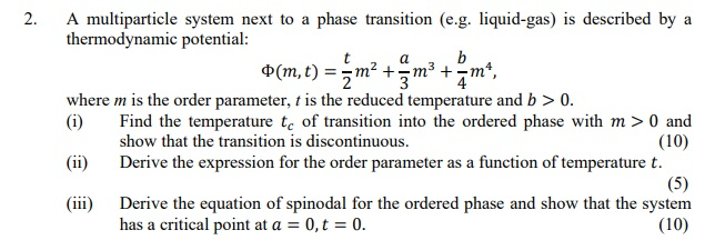 Solved 2. A multiparticle system next to a phase transition | Chegg.com