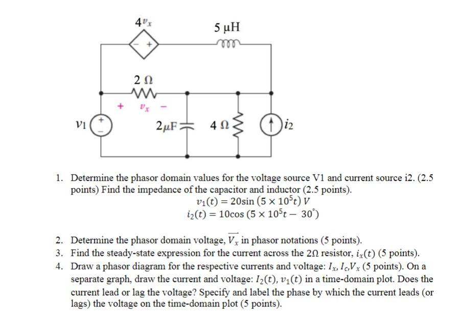 Solved 1. Determine the phasor domain values for the voltage | Chegg.com