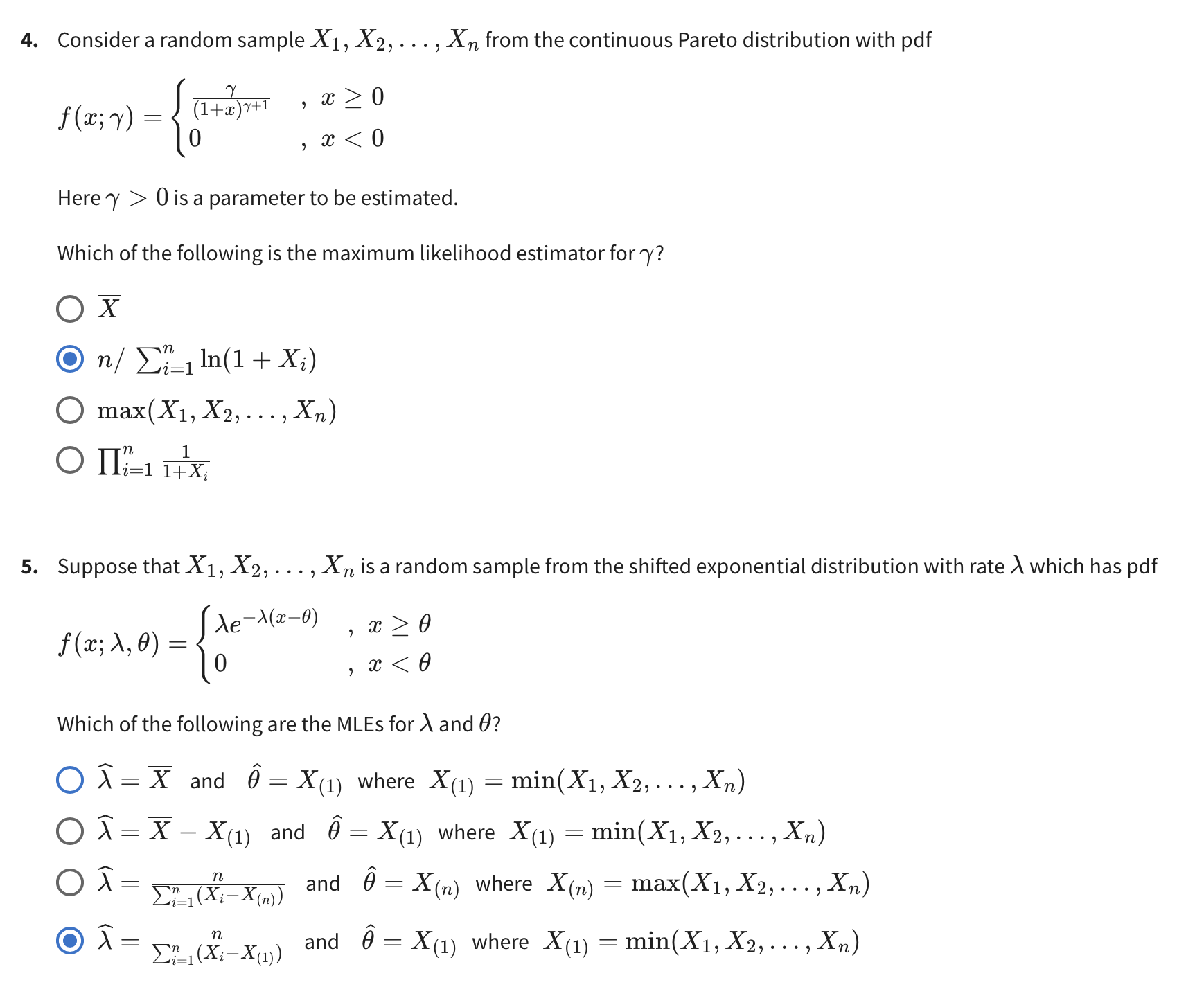 Solved 4. Consider a random sample X1,X2,…,Xn from the | Chegg.com
