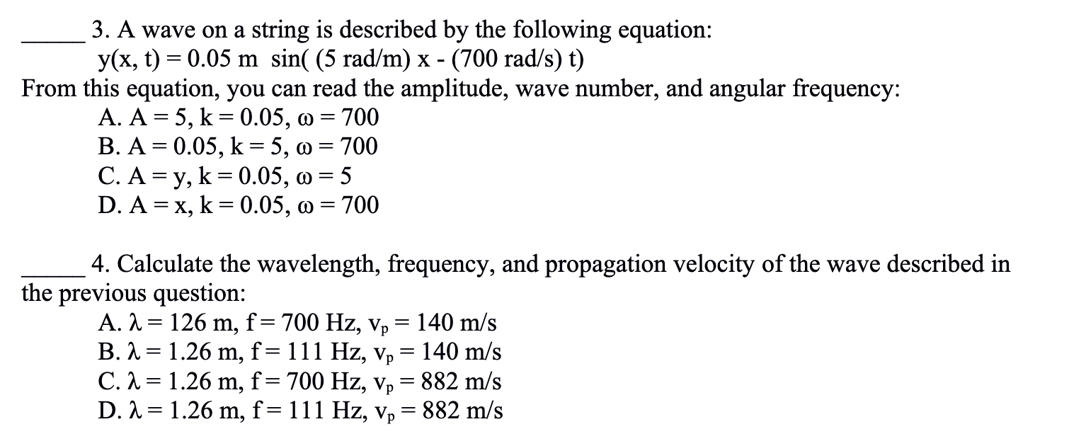 Solved 3. A wave on a string is described by the following | Chegg.com