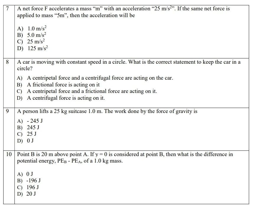 Solved 7 A Net Force F Accelerates A Mass M With An