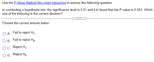 Solved Use the P-Value Method flow chart interactive to | Chegg.com