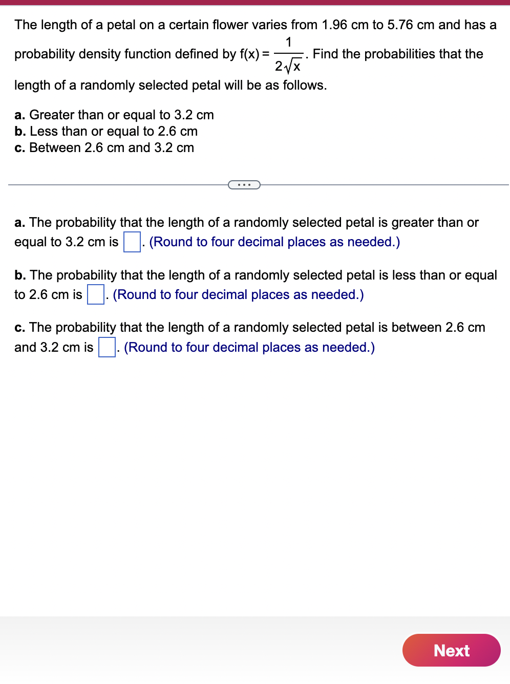 Solved The length of a petal on a certain flower varies from | Chegg.com