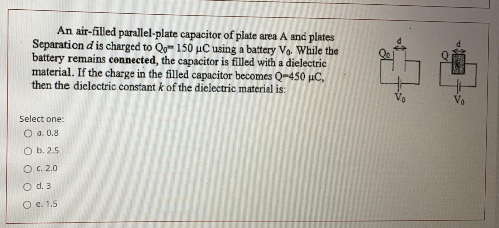 Solved An air-filled parallel-plate capacitor of plate area | Chegg.com