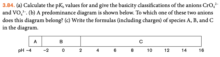 Solved 3.84. (a) Calculate the pKb values for and give the | Chegg.com