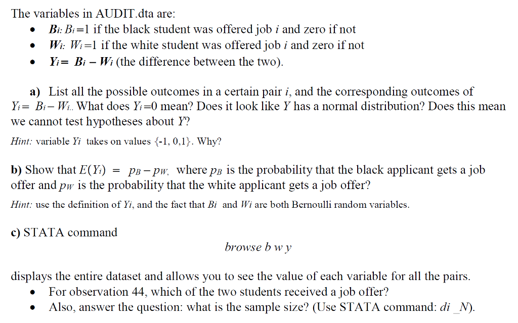 This problem uses STATA dataset AUDIT.dta. AUDIT.dta | Chegg.com