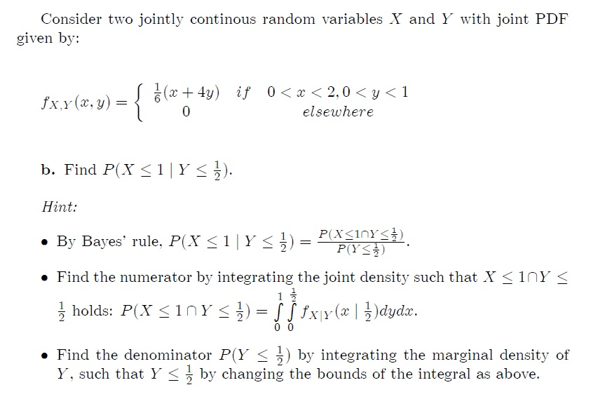 Solved Consider two jointly continous random variables X and | Chegg.com