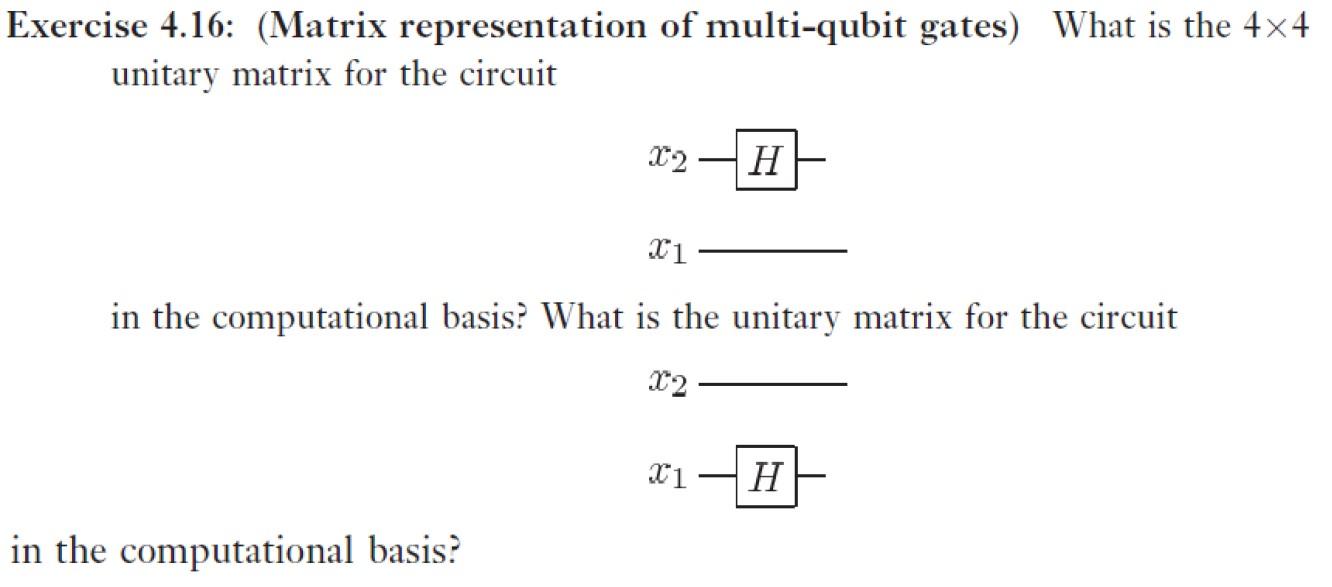 Solved Exercise 4.16: (Matrix representation of multi-qubit | Chegg.com