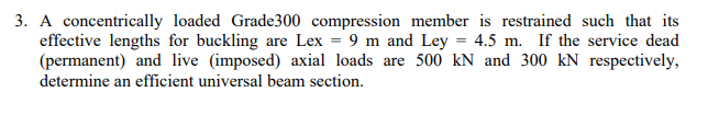 Solved 3. A concentrically loaded Grade300 compression | Chegg.com