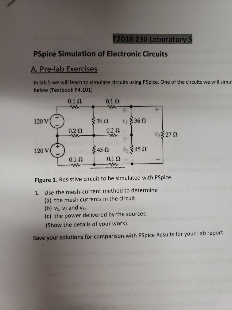 Solved 2018 230 Laboratory 5 PSpice Simulation of Electronic | Chegg.com