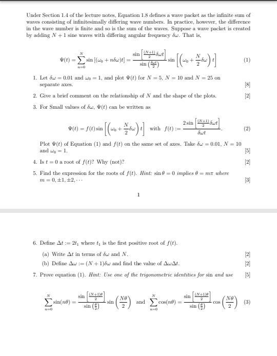 Solved Under Section 1.4 of the lecture notes, Equation 1.8 | Chegg.com