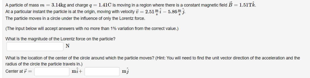 Solved A particle of mass m=3.14 kg and charge q=1.41C is | Chegg.com