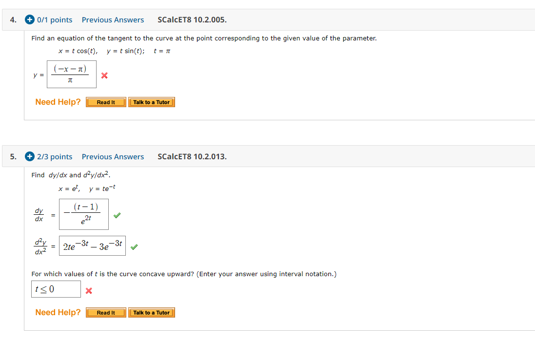 Solved 4. 0/1 points Previous Answers CalcET8 10.2.005. Find | Chegg.com