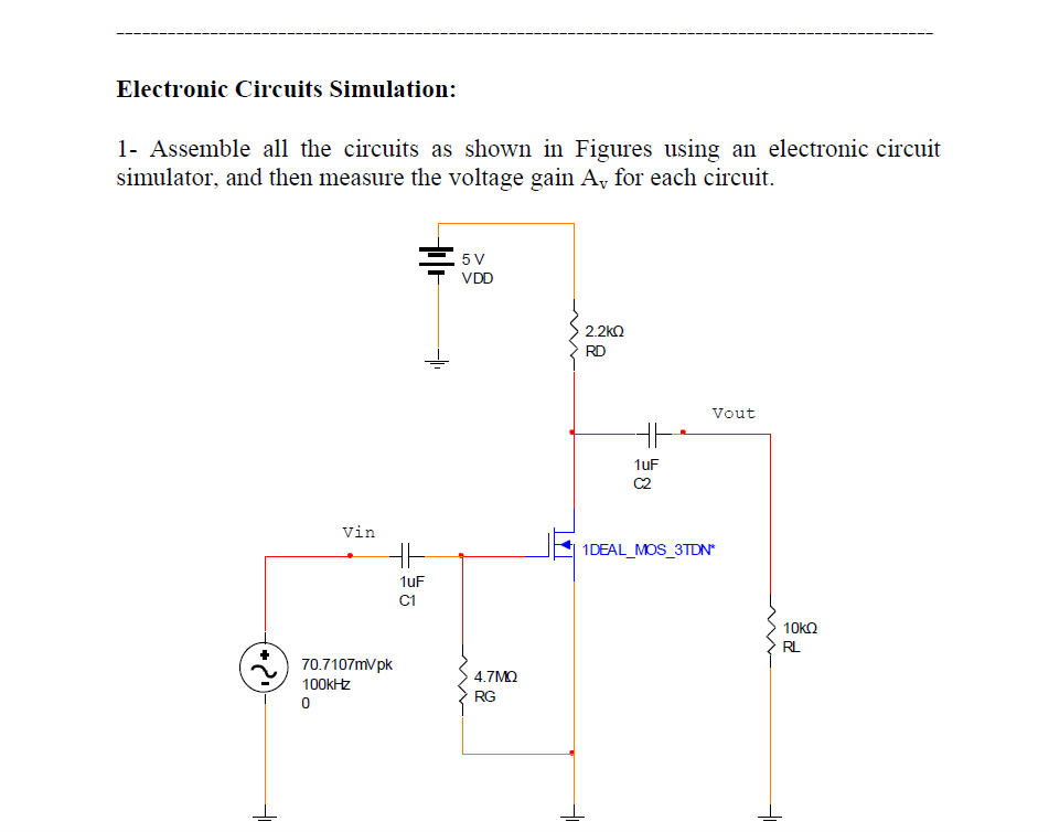 Solved Electronic Circuits Simulation: 1- Assemble all the | Chegg.com