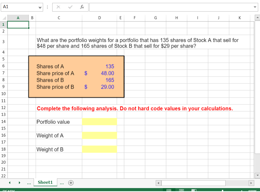Solved What are the portfolio weights for a portfolio that | Chegg.com