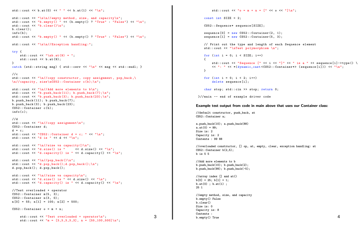Solved Build An Integer Container Class Defined In Namespace 5654