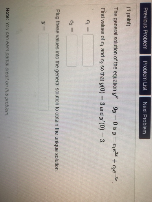 Solved Previous Problem Problem List Next Problem (1 point) | Chegg.com