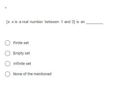 Solved {x: xis a real number between 1 and 2) is an Finite | Chegg.com