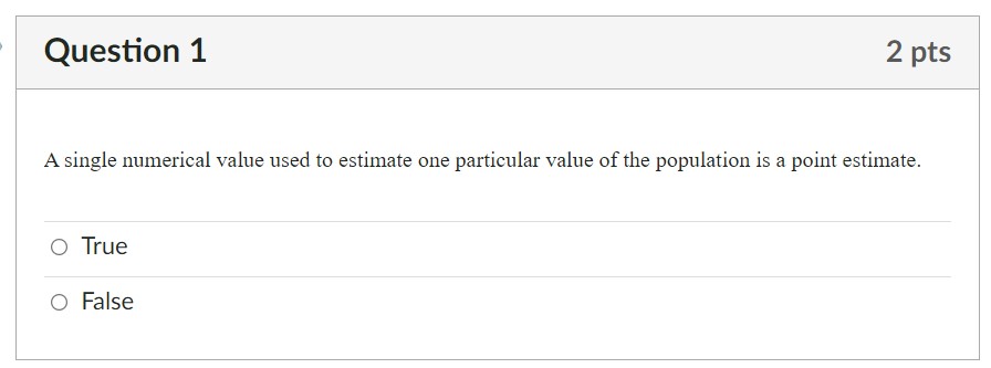 Solved A single numerical value used to estimate one | Chegg.com