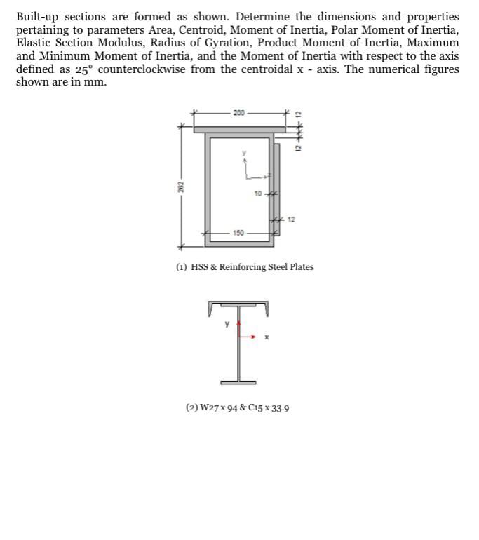 Solved Built-up sections are formed as shown. Determine the | Chegg.com