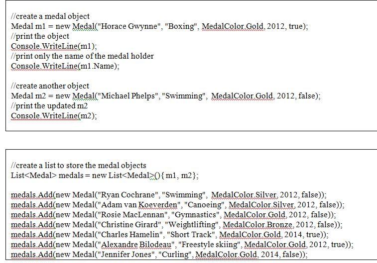 Solved The MedalColor Enum Code the MedalColor enum below: | Chegg.com