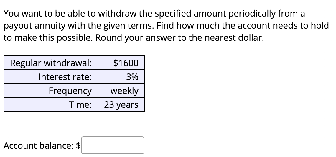 Solved You want to be able to withdraw the specified amount | Chegg.com