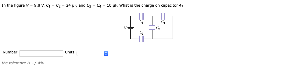 Solved In the figure V = 9.8 V, C1 = C2 = 24 pF, and C3 = C4 | Chegg.com