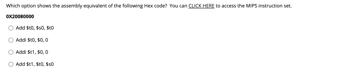 Solved Which option shows the assembly equivalent of the | Chegg.com