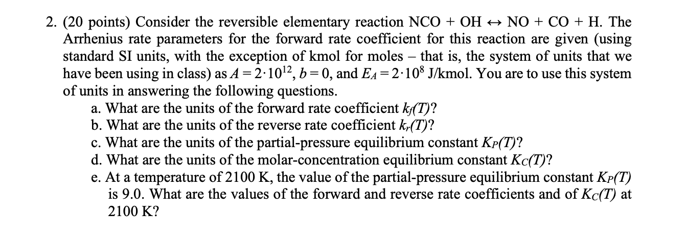 Solved 2. (20 points) Consider the reversible elementary | Chegg.com